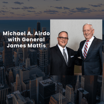 Michael A. Airdo with General James Mattis at the 2024 AED Summit